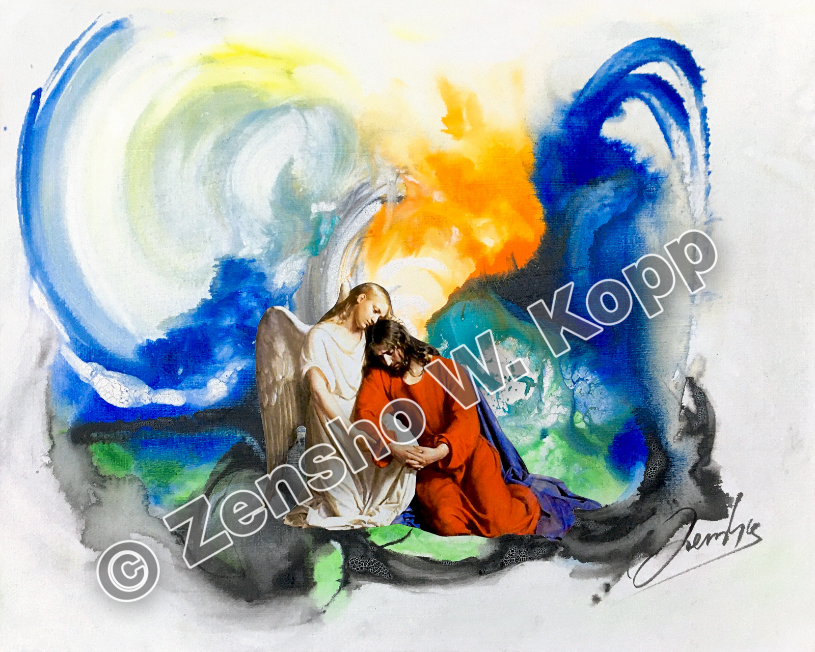 Göttlicher Trost – Gemälde zum Verkauf von Zen-Meister Zensho W. Kopp